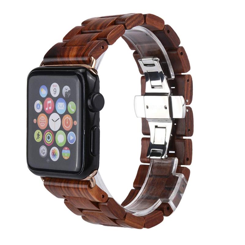 [AIYIBEN] アップルウォッチ木製ストラップ、古典的なリストバンド木製のブレスレットストラップ、アップルiWatchの環境にやさしいパッド付きストラップのフルレンジに適しています (レッド健康と自然：すべての製品は、実際の木材から塗装...