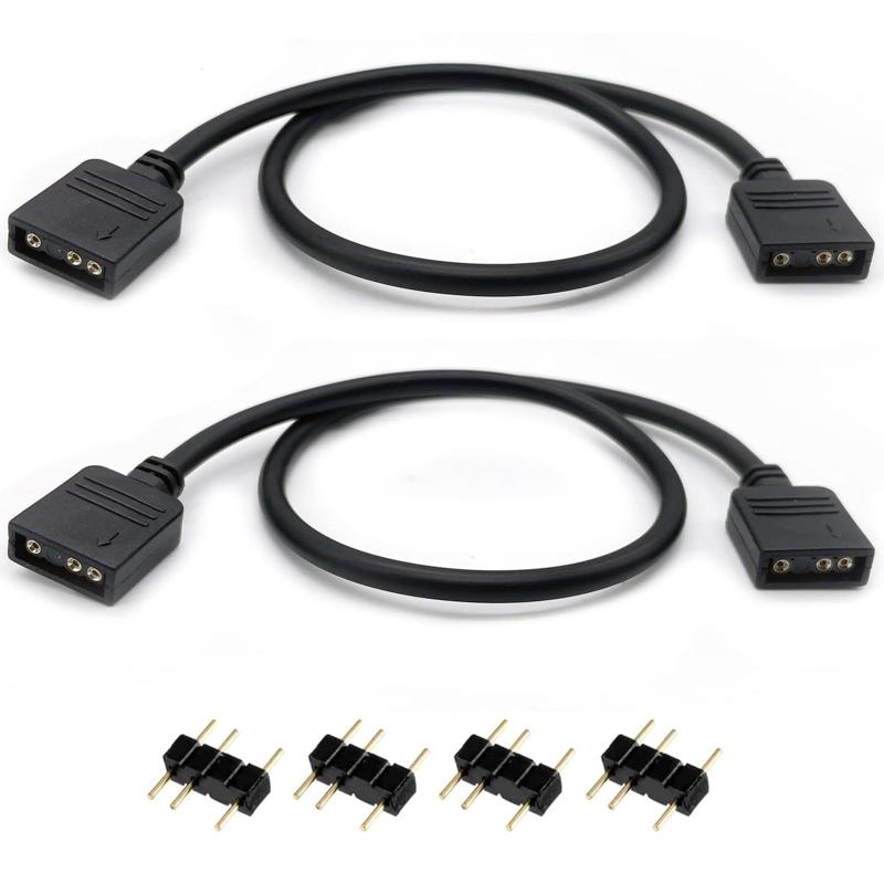 サムコス ARGBファン用電源ケーブル 5V3ピン LED用延長ケーブル アドレサブル ARGBヘッダーコネクタ RGBファンやLEDテープ増設用半田レス1. ケーブル長: 約30cm。RGBファンやLEDテープの増設用RGB 3ピン1to...