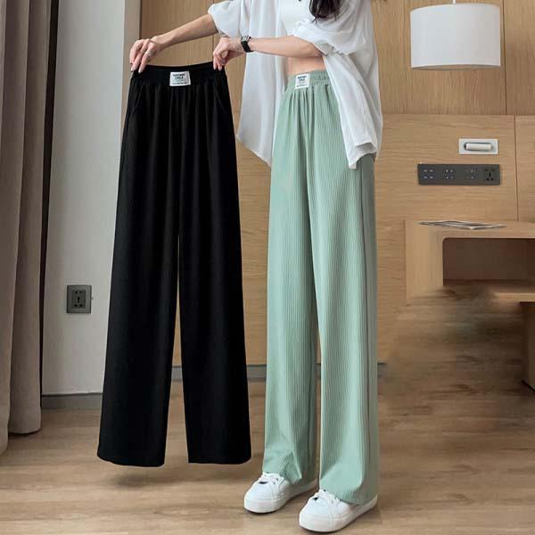 レディースワイドパンツ 2025 年 夏 韓国 風 ハイ ウエスト 縦長 効果 スリムストレートパンツ 太め 体型 向け 無地 大きい サイズ シンプル マキシ 丈 パンツ生地名: ポリエステル繊維（ポリエステル）メイン生地成分: ポリエス...