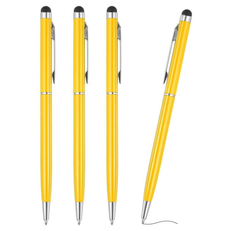 PATIKIL スタイラスペン付きボールペン 2 in 1 メタルペン 4本入り 黒インク 1.0mm ミディアムポイ ント スタイラスペン タッチスクリーン用 イエローカラー: イエロー; 素材: メタル; ペン先サイズ: 1mm; 長さ...