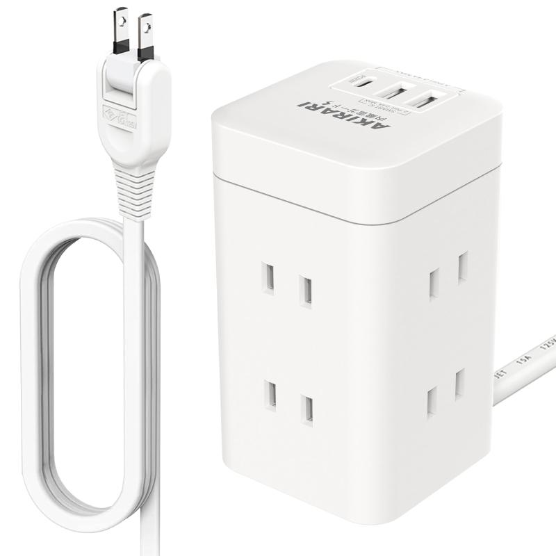 電源タップ タワー PD20W急速充電 usb付き 6個AC 2USB-A 1Type-Cポート 延長コード 1m mini型 雷ガード マルチタップ 蛸足 タコ足 (6個口)ホワイト【ミニタワー型電源タップ】 デスク周りはこいつに任せた液...