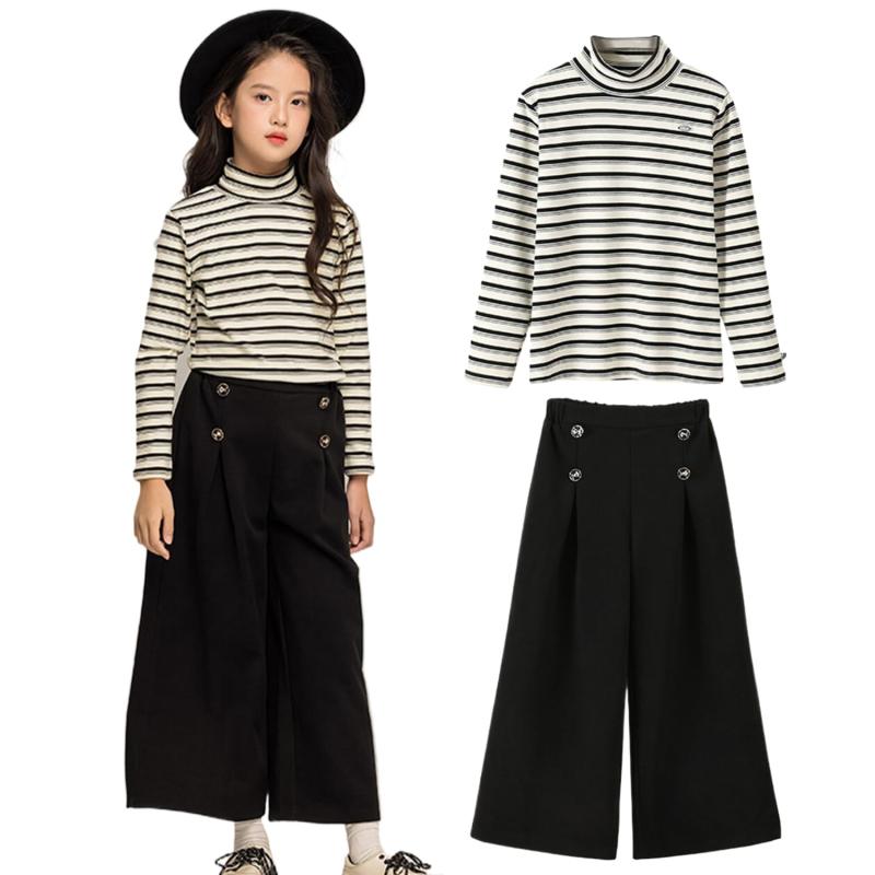 [VOKLLIYU] 女の子 キッズ服 長袖Tシャツとズボン 2点セット ストライプデザイン 可愛い おしゃれカジュアル 通園通学用 普段着 春秋冬 120-170cm「VOKLLIYU」の女の子用子供服は、魅力的な長袖 T シャツとズボン...