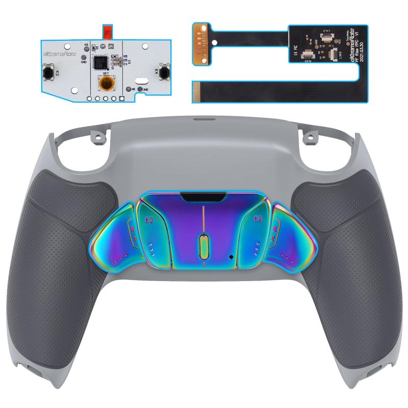 eXtremeRate Real Metal Buttons (RMB) Version RISE4 Remap Kit for PS5 Controller BDM-010 020 with Rubberized Grip Redesig...