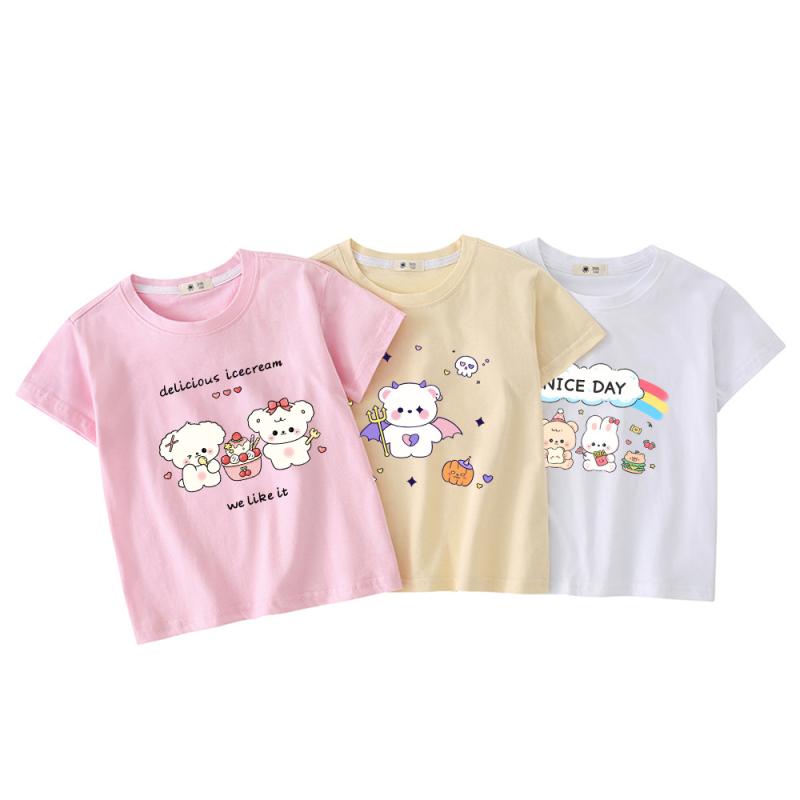 ・カテゴリ: 子供用Tシャツ・対象性別: 女の子・スタイル: 韓国風・フード: なし・袖丈: 半袖・対象年齢: 中小童（3～8歳、100～140cm）・生地加工: 柔軟処理・柄: 動物、格子、キャラクター、肖像、ドット・デザイン要素: キャ...