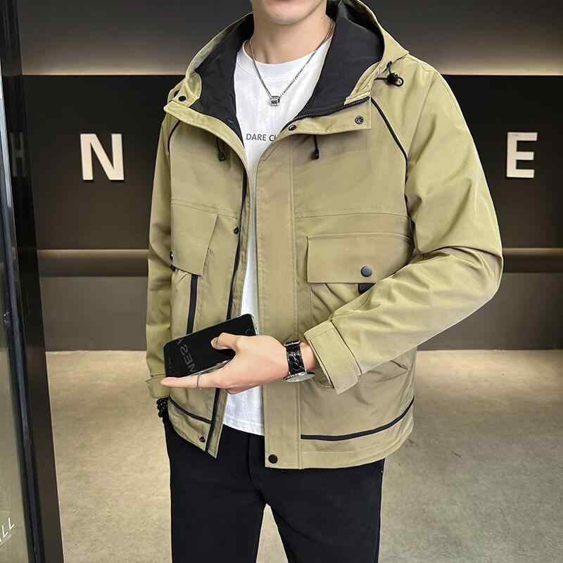 ・カテゴリ: ジャケット・スタイル: 韓国系・ネックライン: レギュラーカラー・フィット感: レギュラーフィット・厚み: 普通・対象層: 若者・主な素材: ポリエステル95%・着用シーン: カジュアル・着丈: レギュラー丈・着用方法: 羽織...