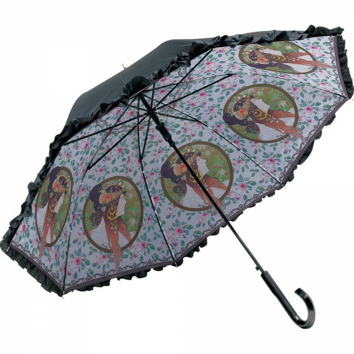 メーカー直送のため送料無料対象外です。代引き・同梱はご利用になれません。同時に他の商品をご注文の場合は別途送料が発生いたしますので、あらかじめご承知おきください。ほかの名画ジャンプ傘はこちらから！fk094igrjsたっぷりのブラックフリル...