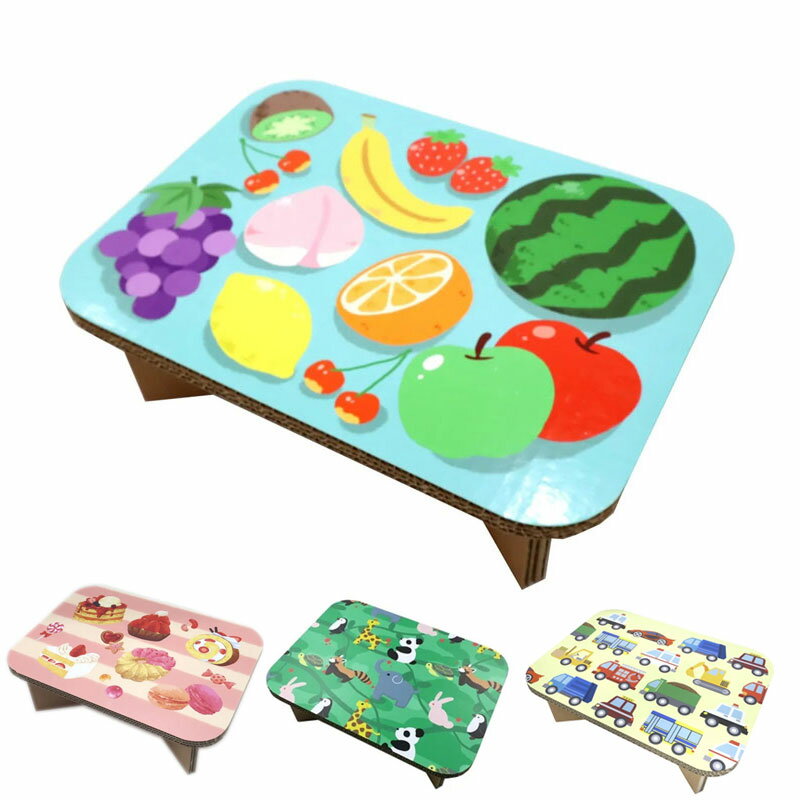 お子さんやお孫さんに！ダンボールでできた子供用家具お絵描きしたり絵本を読んだり、机の上で工作をしたりとお子様のおうち時間に最適！ダンボール製で軽いのでお片付けも簡単♪（じどうしゃ）（どうぶつ）（スイーツ）（フルーツ）組立簡単5秒！安心で楽し...