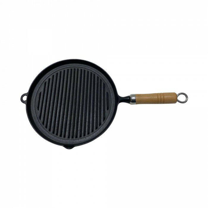 ほかの南部鉄器はこちらから！fk094igrjs余分な油が落ちてヘルシー。焼き目も美しい。木柄付きなので持ち手が熱くなりません。サイズ44.5×25.5×H6cm、内径24.5×24.5×D1.9cm個装サイズ：28×27×7cm重量約1....