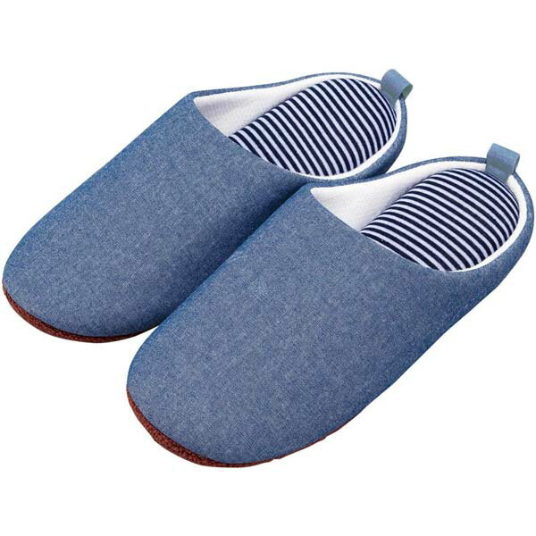 履いて歩くだけでラクラクお掃除！お掃除スリッパに見えないオシャレなデニム調のスリッパ。履いて歩くだけでラクラク床そうじができます。底面のマイクロファイバーが汚れをキャッチして、床のちょっとした水ハネもサッと拭き取れます。汚れたら洗濯機で丸洗...
