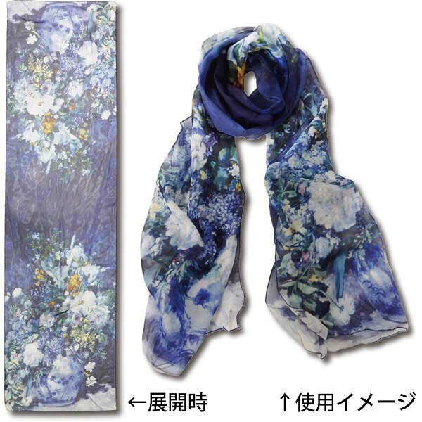 ほかの名画ストールはこちらから！fk094igrjs薄くて透け感のある優雅なストールです。名画が織りなす独特の色彩は、多種多様なファッションにマッチ。風を通さず冬はマフラーや肩掛け、夏は紫外線やエアコン対策に活躍します。しわになりにくく軽い...