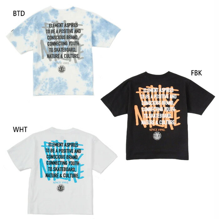 S M L XL BTD(マルチ) FBK(ブラック) WHT(ホワイト) ジュニア半袖シャツ ジュニアトップス おしゃれ オシャレ キッズ ユース 子供用 最安値に挑戦！element　エレメントってどんなブランド？？エレメントは1992...