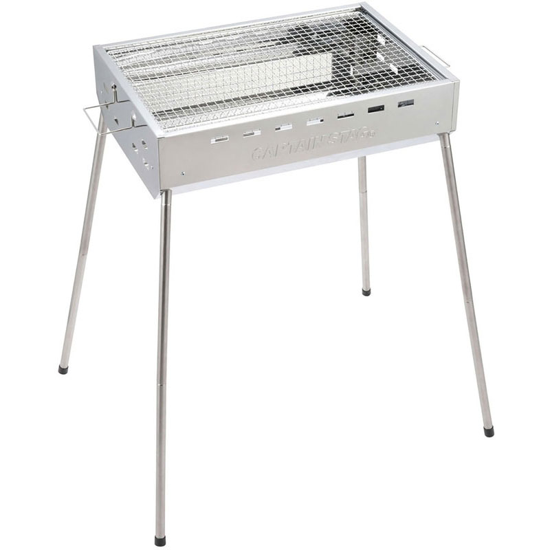 商品の説明 3～4人家族に最適なサイズ。 ハイ70cm・ロー40cm 2段階の高さで使用可能。 スッキリ収納できる、たためるハンドル。 ハンドルはトングなどが掛けれて便利。 木炭など燃料が底に付きにくい凸凹形状。 小物がおける便利なマルチパ...