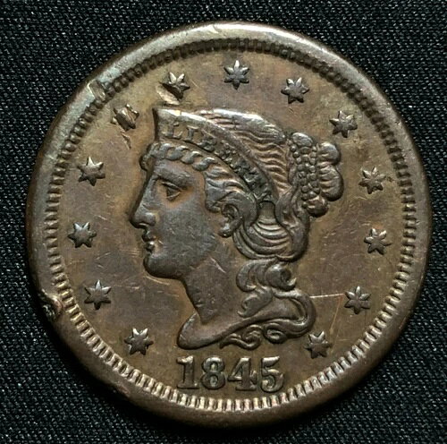 1845 Braided Hair Large Cent Philadelphia Mint Extremely Fine Condition商品について原産国：アメリカ合衆国修正アイテム番号：コイン：編み込みヘア認証：未認証鋳造タイプ：ビ...
