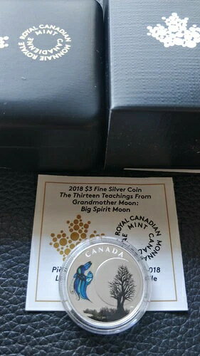 2018 $3 Thirteen Teachings Froms Grandmother Moon: Big Spirit Moon Pure Silver商品について流通/非流通額面 3ドル組成 銀製造年 2018年純度 0.9999製造...