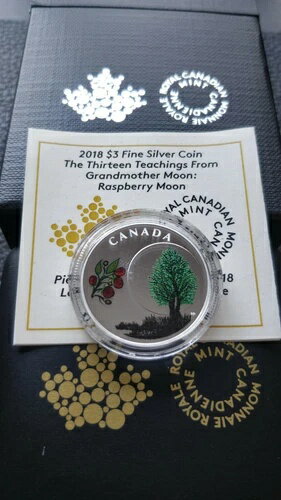 2018 $3 Thirteen Teachings Froms Grandmother Moon: Raspberry Moon Pure Silver商品について原産国：カナダ流通/非流通：非流通額面：3ドル材質：銀発行年：2018年純...