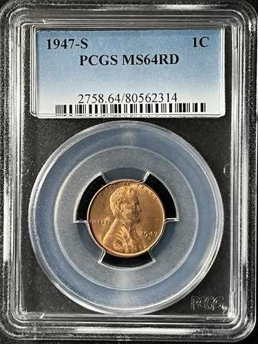 1947-S 1C RD Lincoln Wheat One Cent PCGS MS64RD 80562314商品について原産国：アメリカ合衆国流通/未使用：未使用額面：スモールセントコイン：リンカーンウィート材質：銅発行年：1947年鑑...