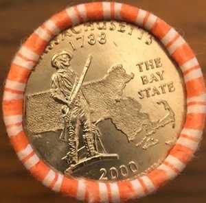 2000 D MA Massachusetts US State Quarter Roll Gem BU Uncirculated Denver mint商品について原産国：アメリカ合衆国額面：25セント流通/未使用：未使用刻印タイプ：ビジ...