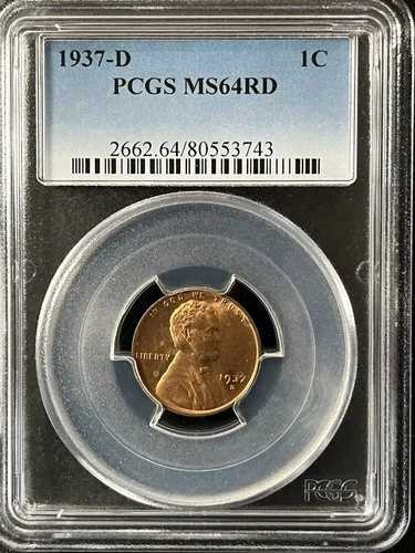 1937-D 1C RD Lincoln Wheat One Cent PCGS MS64RD 80553743商品について流通/未使用：未使用額面：スモールセントコイン：リンカーンウィート材質：銅発行年：1937年鑑定番号：8055374...