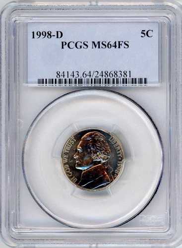 1998-DJefferson Nickel 5c PCGS MS64FS Pleasing Light gold peripheral toning商品について原産国：アメリカ合衆国流通/未使用：未使用額面：5セントコイン：ジェファーソン...