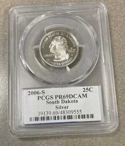 2006 S South Dakota Proof Silver Quarter PCGS PR69DCAM Flag Label商品について材質：銀鑑定番号：48309555純度：0.9刻印タイプ：プルーフグレード：PR 69鑑定機関：P...