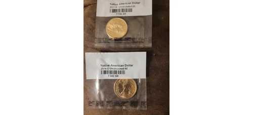 2017 D & 2014 D Sacagawea Native American Indian U.S. Sequoyah Cherokee Nation商品について出品者注記：新品材質：銅発行形態：ビジネス用KM番号：640ネイティブア...