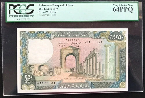 LEBANON 250 LIVRES OF 1978 FIRST ISSUE OF THIS TYPE ,P.67a ,PCGS UNC 64 PPQ商品について売主紙幣「UNC 64」流通/非流通非流通種類：紙幣年：1978年国：レバノン...