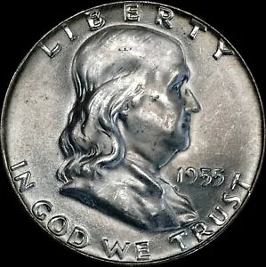 1955 Franklin Half Dollar Silver UNC, Die Clash, Cool Reverse Tone, As Shown 815商品について出品者からのコメント「複数購入でも追加料金はかかりません。追加のコイ...