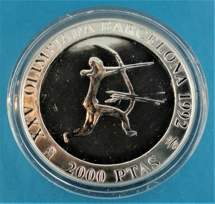 OLYMPIC GAMES1992 silver proof coin Spain 1990 2000 Peseta UNC with certificate商品について販売者からのコメント「コインの状態については写真をご覧ください。写真は...