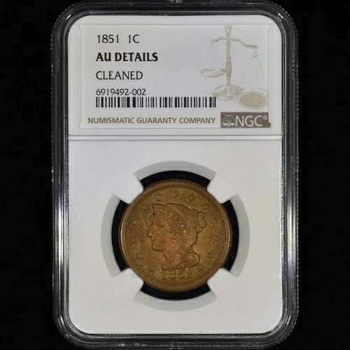 1851 BRAIDED LARGE CENT ? NGC AU DETAILS ? 1C ALMOST UNCIRCULATED UNC ?TRUSTED?商品について額面：ラージセント流通/非流通：非流通コイン：編み込みヘア発行年：18...
