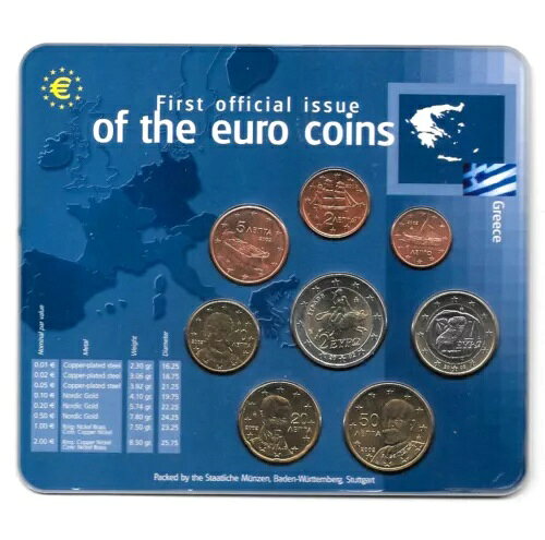 GREECE, EURO SET 1 CENT-2 EURO 2002 UNC First Official Issue, Sealed. BB18商品について出品者コメント「画像をご覧になり、ご自身で判断してください。ご質問がございました...