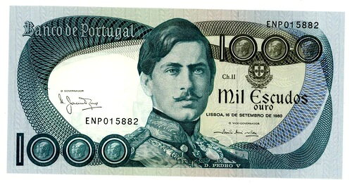 Portugal ... P-175b ... 1.000 Escudos ... 1980 ... *UNC*商品について販売者メモ「Choice UNC。新品同様の状態。」流通/未流通種類：紙幣発行年：1980年国：ポルトガルグレード：...