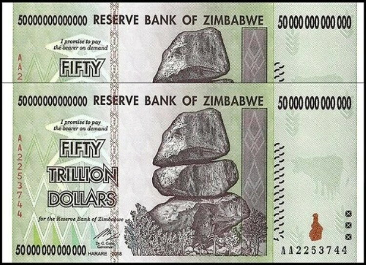 Zimbabwe 50 Trillion Dollars, 2008, AA, P-90, UNC X 2 PCS商品について販売者メモ「未流通紙幣。お得な情報をご覧になるには、当店をフォローしてください。米国販売者」認証：未認証流通/未流...