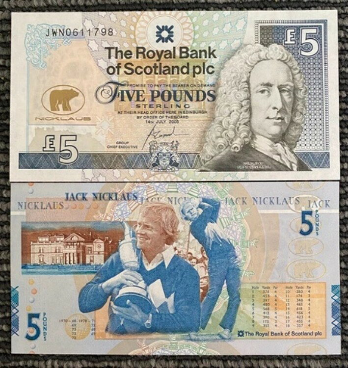 Scotland Royal Bank 5 Pounds 2005 Banknote World Paper Money UNC Jack Nicklaus商品について出品者コメント「鮮明な真正紙幣です。類似品は当店でご覧ください。」流通/...