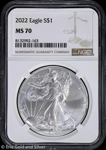 2022 $1 American Silver Eagle NGC MS 70 | Uncirculated UNC BU商品についてアメリカンイーグルコイン組成 銀発行年 2022年刻印タイプ ビジネス純度 0.999品位 MS 70単位...