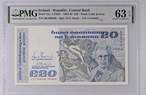 Ireland 20 pounds Yeats P73c Irish Irland 12.8.87 PMG 63EPQ UNC JIE 306 930商品について販売者メモ「PMG認定の優れた紙質を持つ、厳選された未使用金貨です。」サブタイ...