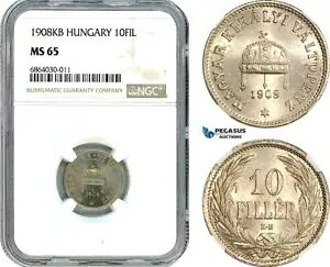 AI768, Hungary, Franz Joseph, 10 Filler 1908 KB, Kremnitz Mint, NGC MS65商品についてNGC認証グレード MS 65注意事項※以下の注意事項をご理解のうえ、ご購入ください...