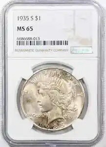 1935 S Peace Silver Dollar NGC MS-65商品についてNGC認証構成シルバーグレード MS 651935年循環/非循環 非循環ストライク型ビジネス造幣局の所在地 サンフランシスコ製造国/地域 米国KM番号不明認...