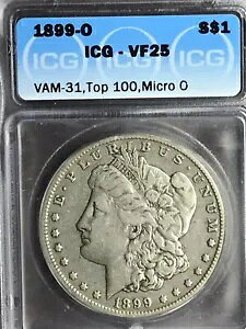 1899 O ICG VF 25 VAM 31 Micro o Top 100 Morgan Silver Dollar商品について構成シルバー認証番号 7713480501ストライク型ビジネス繊度0.9グレード VF25KMナンバー110...