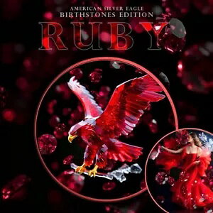 July - Ruby Colorized Birth Month - 1oz .999 Silver - $1 USA American Eagle 2024商品についてブランド誕生石編コインアメリカンイーグル構成シルバー2024 年スト...