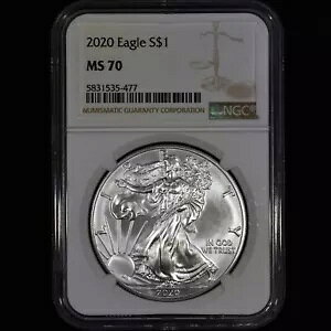 2020 $1 SILVER AMERICAN EAGLE ? NGC MS-70 ? PLAIN BROWN LABEL 477 ?TRUSTED?商品についてコインアメリカンイーグル構成シルバー2020年ストライク型ビジネスグレード M...