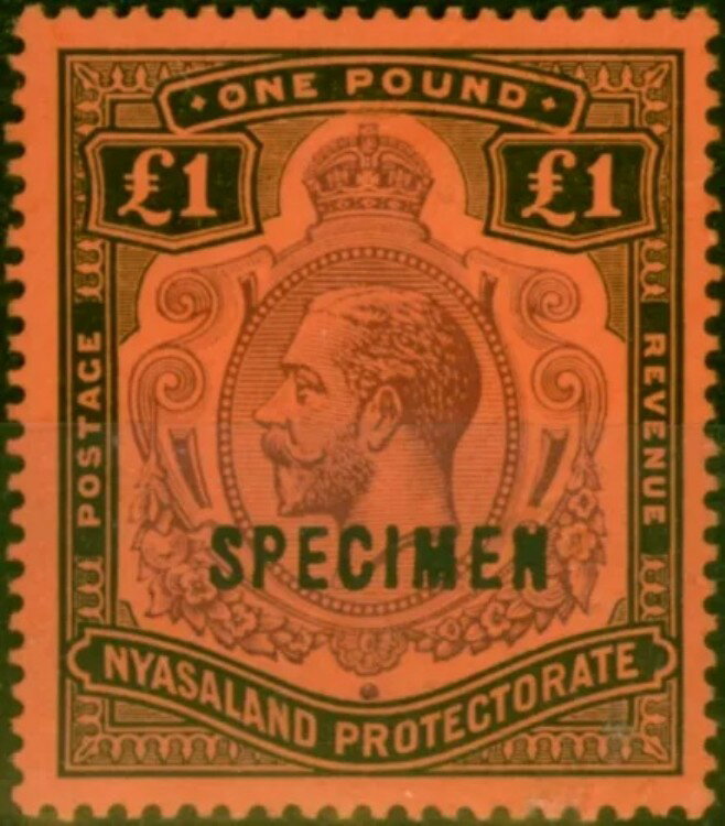 Nyasaland 1913 Purple & Black-Red Specimen SG98s Fine MM商品についてグレード F (美品)品質 ミント ヒンジ付きブランド PTS時代 ジョージ5世 (1910-1936)タイプ シン...