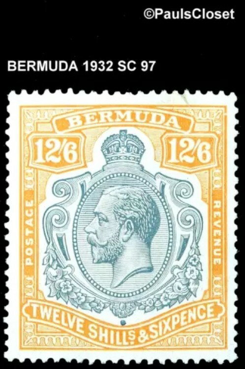 BERMUDA 1932 SC 97 KING GEORGE V 12/- 6p OCHER & GRAY BLACK MVLH OG XF商品について原産地：バミューダ諸島色：黄土色と灰色がかった黒グレード：XF（極めて良好）認証：未認証...