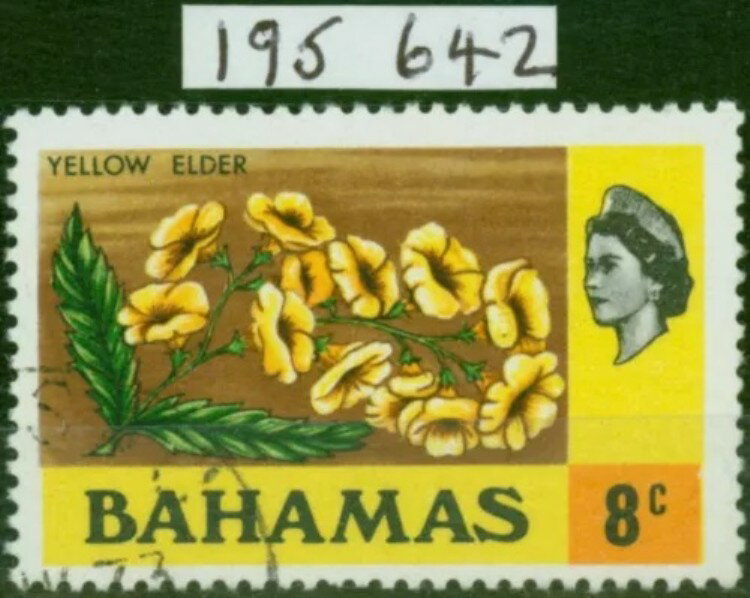 Bahamas 1972 8c Yellow Elder SG396w 'Wmk Crown to Left of CA' V.F.U Royal Cer...商品について時代：エリザベス2世（1952-2022）品質：中古タイプ：シングル...
