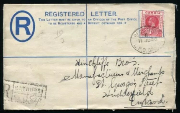 GAMBIA KG5 REGISTERED ENVELOPE 1920商品について出品者コメント「スキャン画像通り ?4387_AE016_064」LFP 4387_AE016_97認証 未認証グレード F (良)原産地 ガンビア (196...