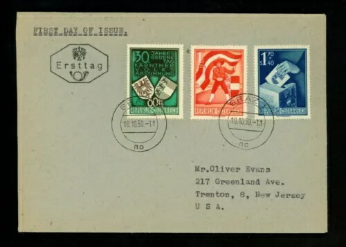Postal History Austria #B269-B271 FDC Carinthia Plebiscite 1950 Graz商品について出品者コメント「状態良好です。すべての写真をよくご確認ください。説明欄のコメントもご確認くだ...