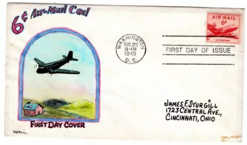 C41 Transport Coil 6c Airmaill 1949 FDC - Hand-painted Cairo Sturgill商品について修正商品番号製造国/地域：アメリカ合衆国認証：未認証品質：中古キャンセルの種類：発行初日グ...