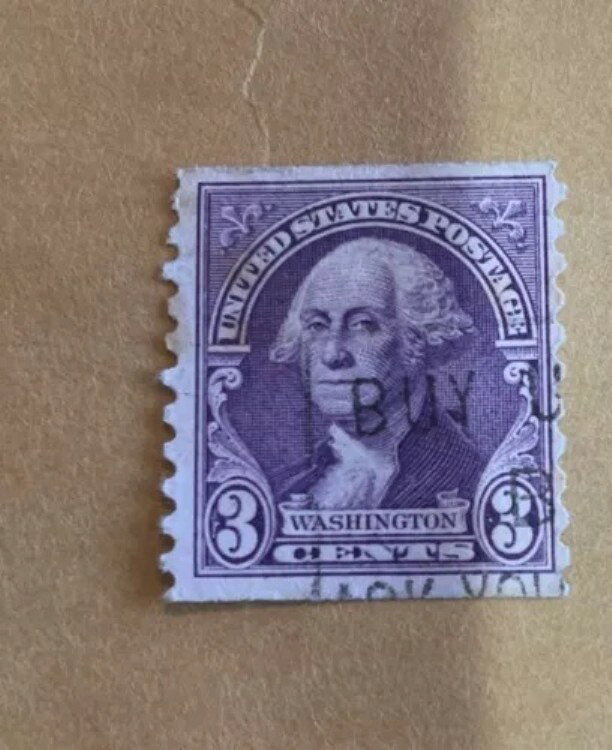 RARE 1932 3 Cent George Washington Purple Stamp “BUY” Indicates World War II Era商品について額面：3セント原産地：アメリカ合衆国州：ワシントン州品質：中古、軽く...