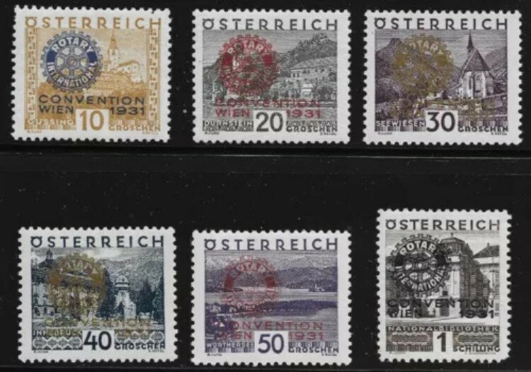 AUSTRIA 1931 VIENNA ROTARY CONVENTION SEMIPOSTAL SET SCOTT# B87-B92 MNH/MLH商品について出品者コメント「最高値はMLHコンディション、その他はMNHコンディションです...