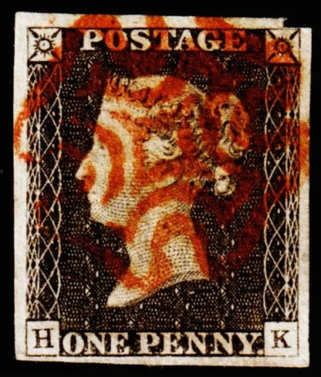 Great Britain Scott 1 w/ Red Maltese Cross Cancel (1840) Used F, CV $320.00 C商品について出品者コメント「右上の角が一部欠けていますが、切手本体には影響していません...