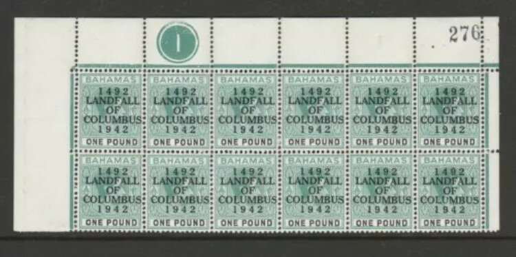 Bahamas 1942 ?1 Grey-green & black in top block of twelve SG 175a Mnh.商品について出品者コメント「マウントされていない新品、若干の変色あり。」高品質新品、ヒンジなし/MN...